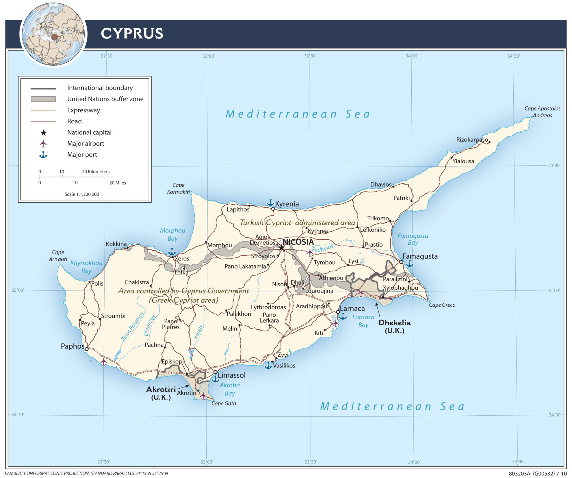 Transportation Map of Cyprus - country.report
