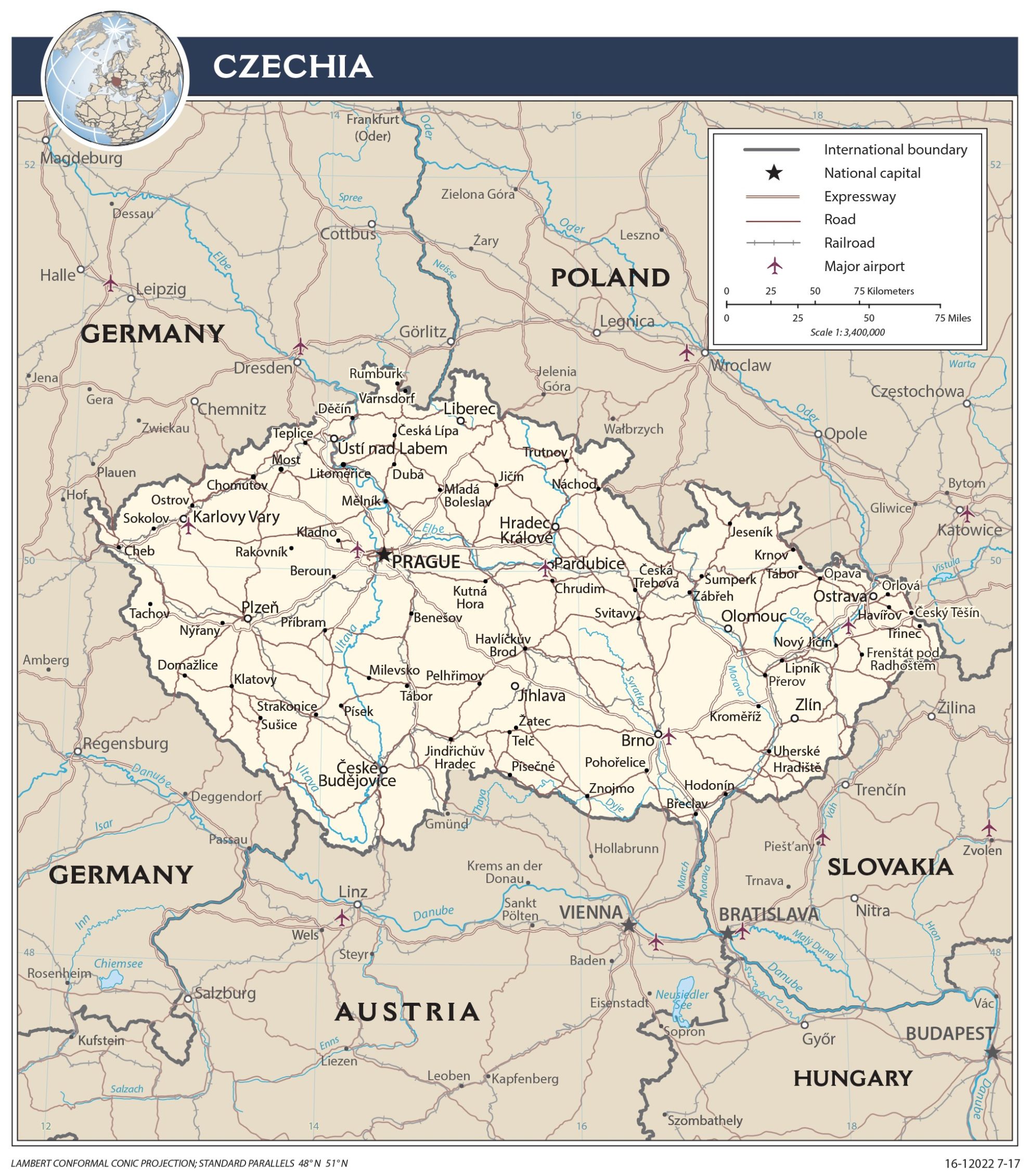 Transportation Map of Czechia - country.report