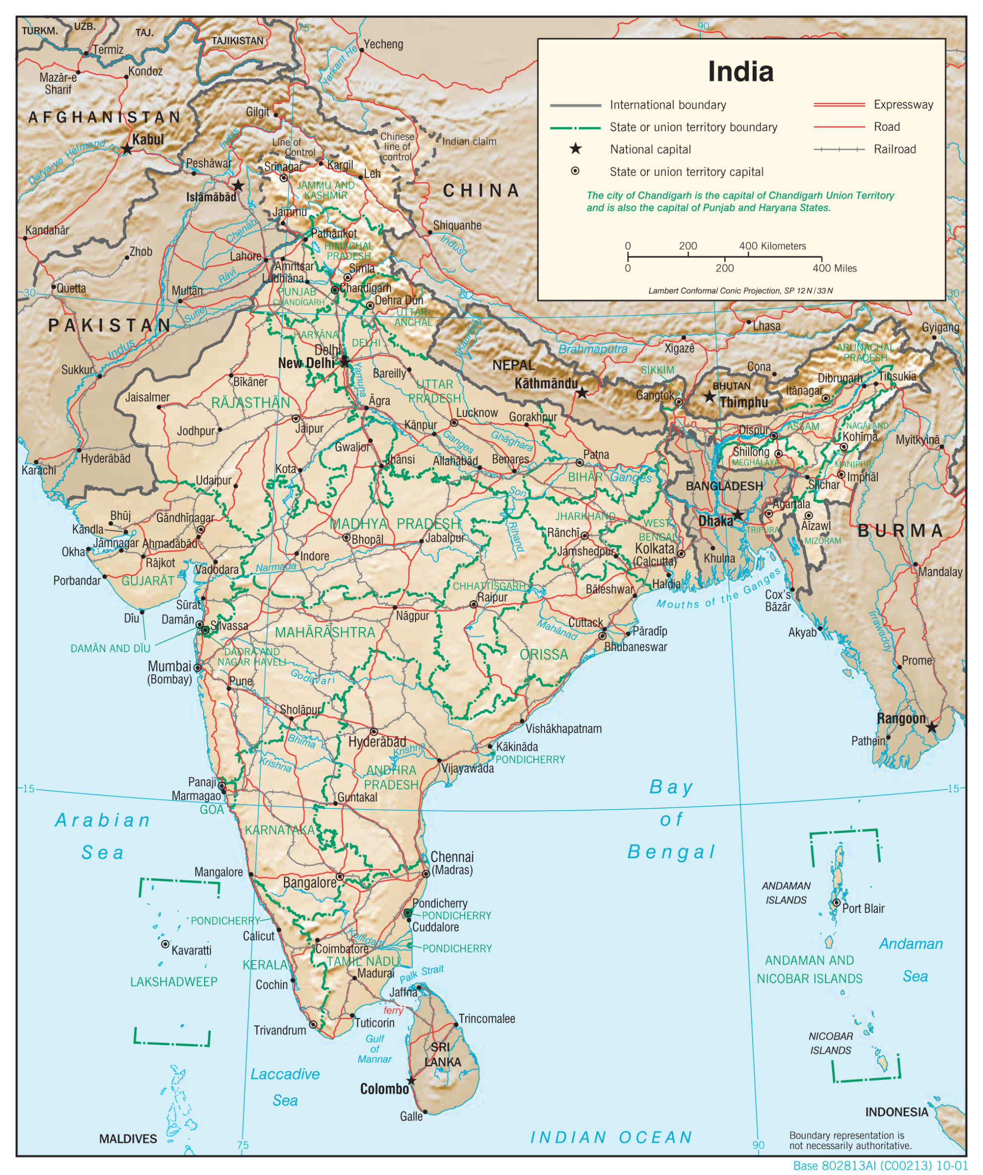 Physiography Map of India - country.report