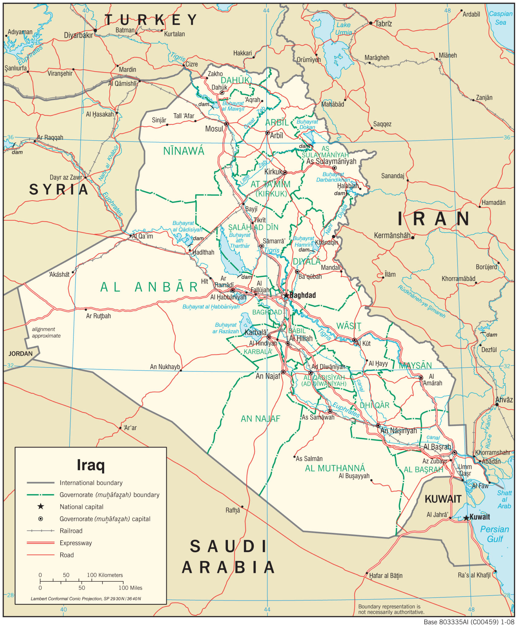 Transportation Map of Iraq - country.report