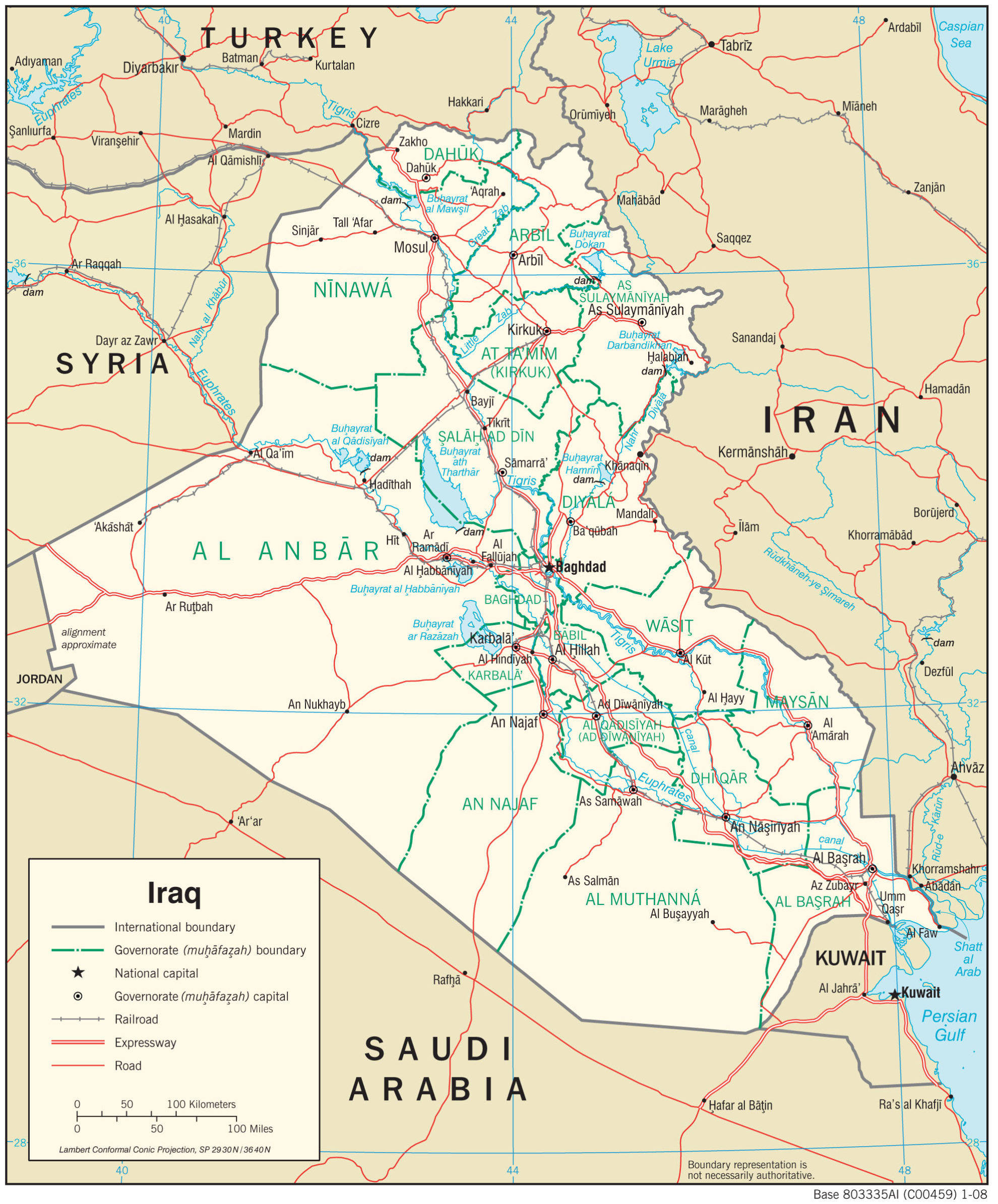 Transportation Map of Iraq - country.report
