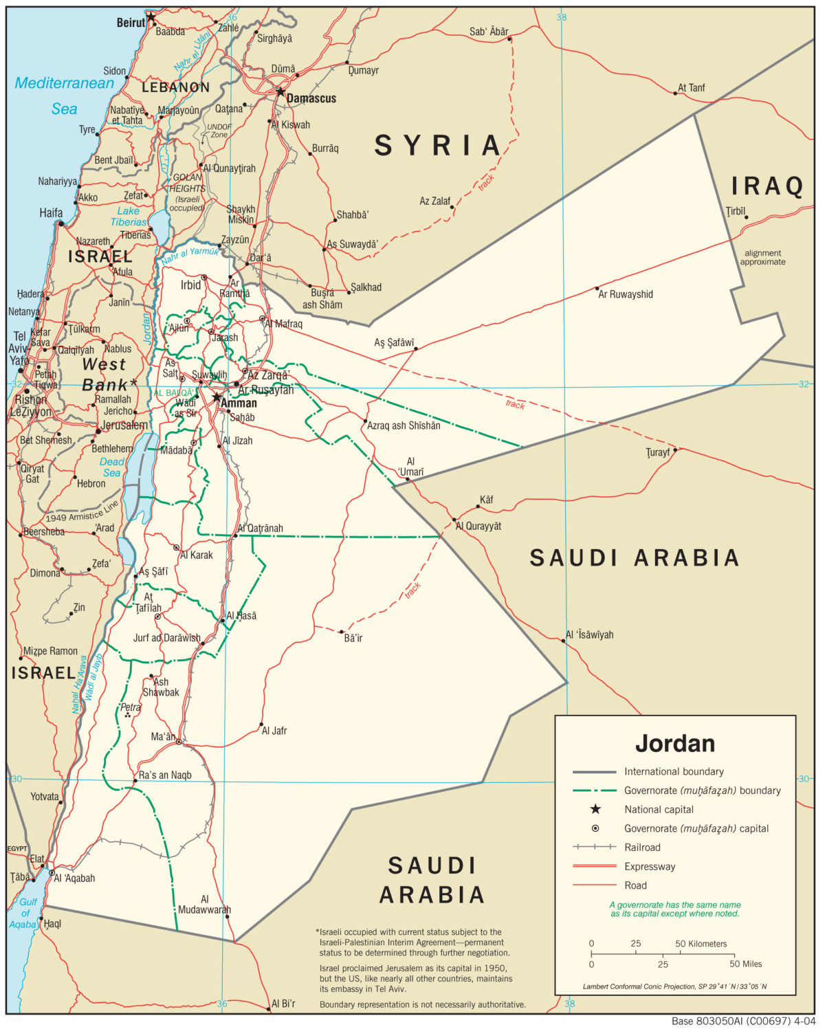 Transportation Map of Jordan - country.report