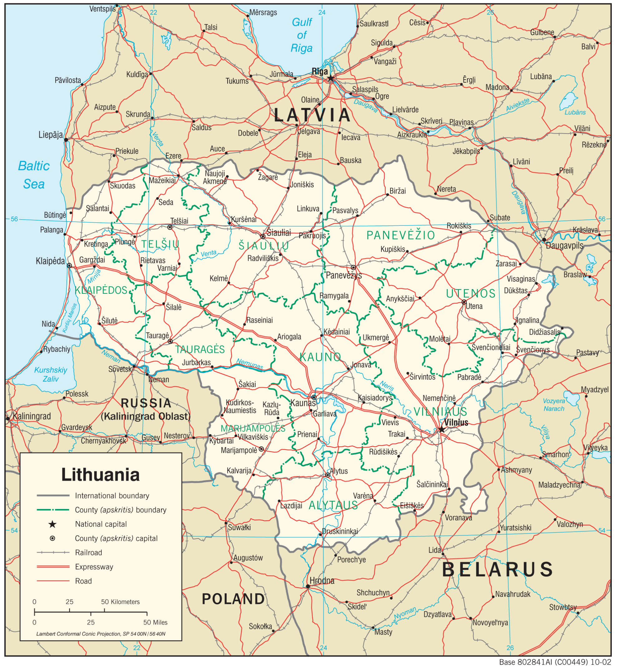 Transportation Map of Lithuania - country.report