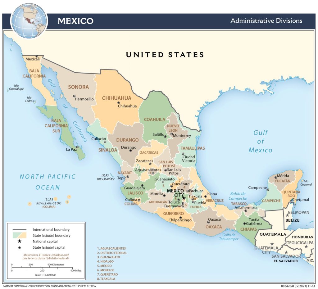 Regional Map of Mexico - country.report