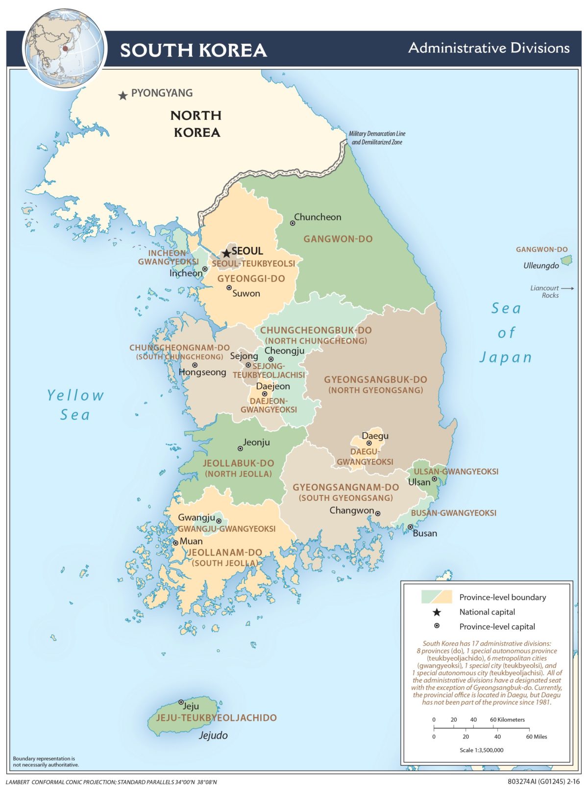 Regional Map of South Korea - country.report