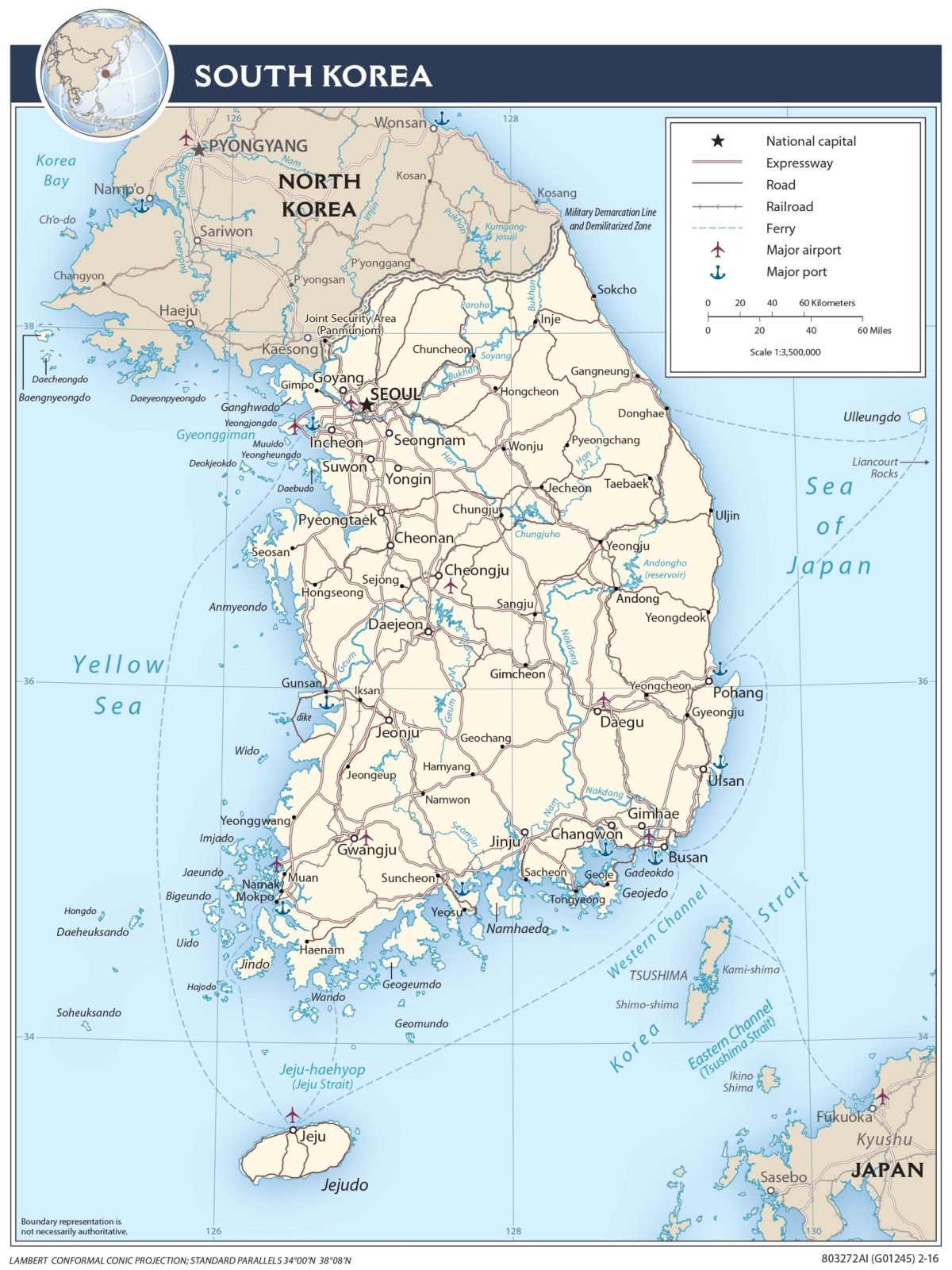 Transportation Map of South Korea - country.report