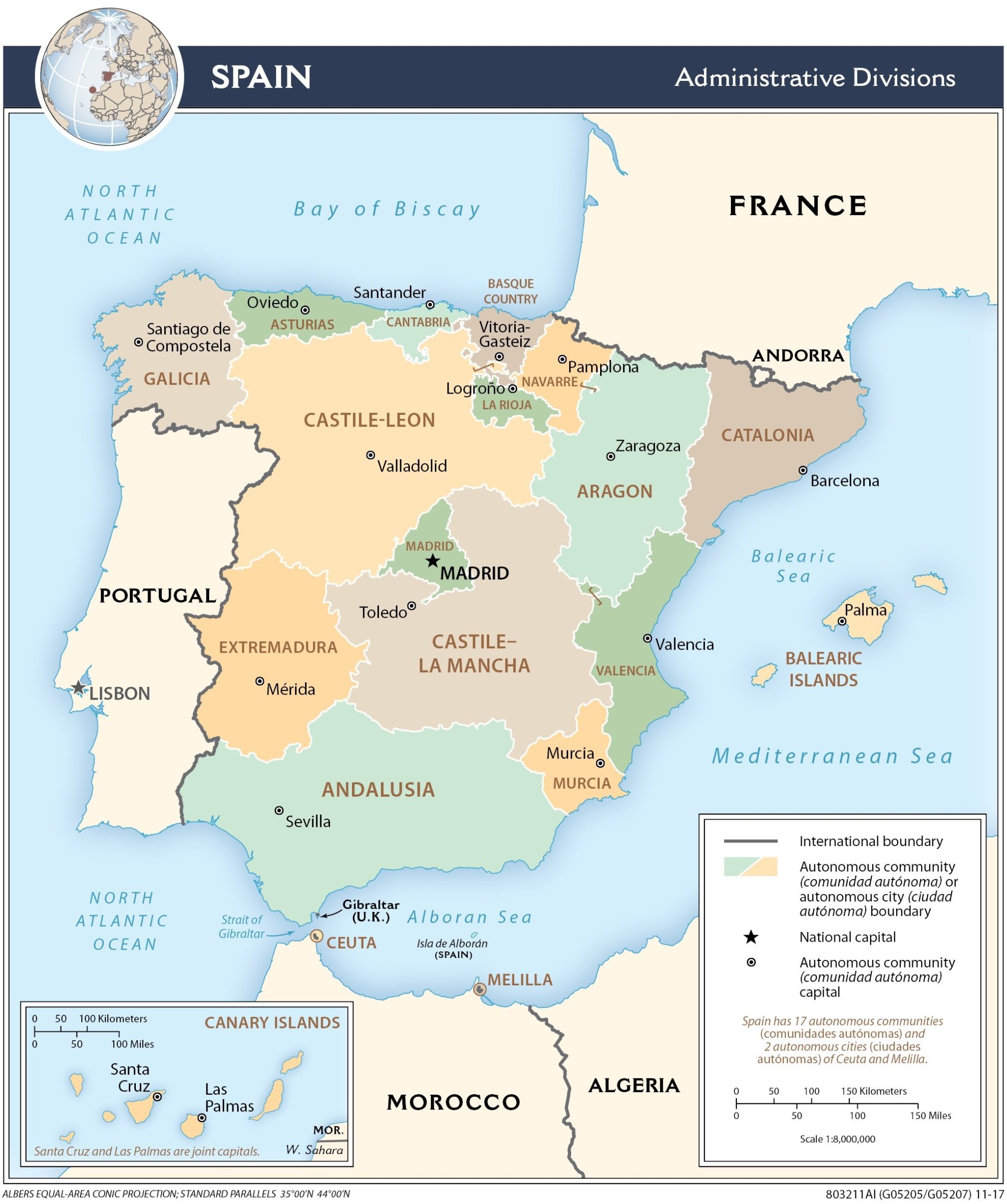 Regional Map of Spain - country.report