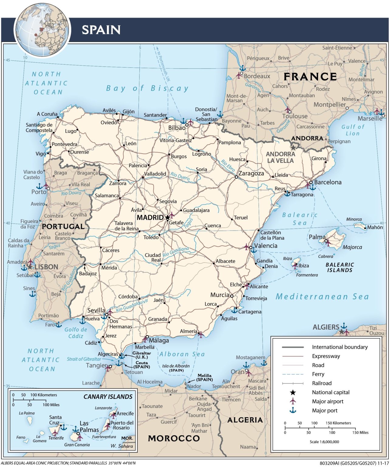 Transportation Map of Spain - country.report