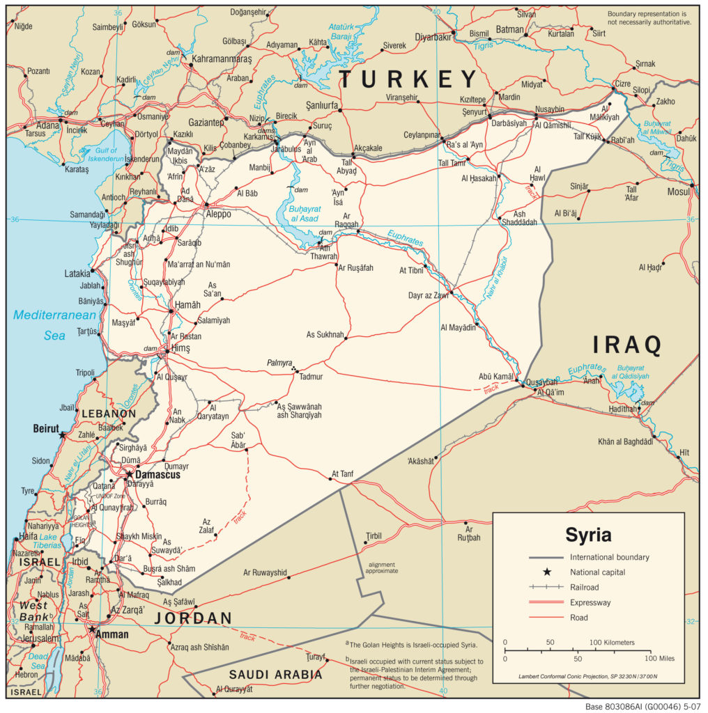 Transportation Map of Syria - country.report