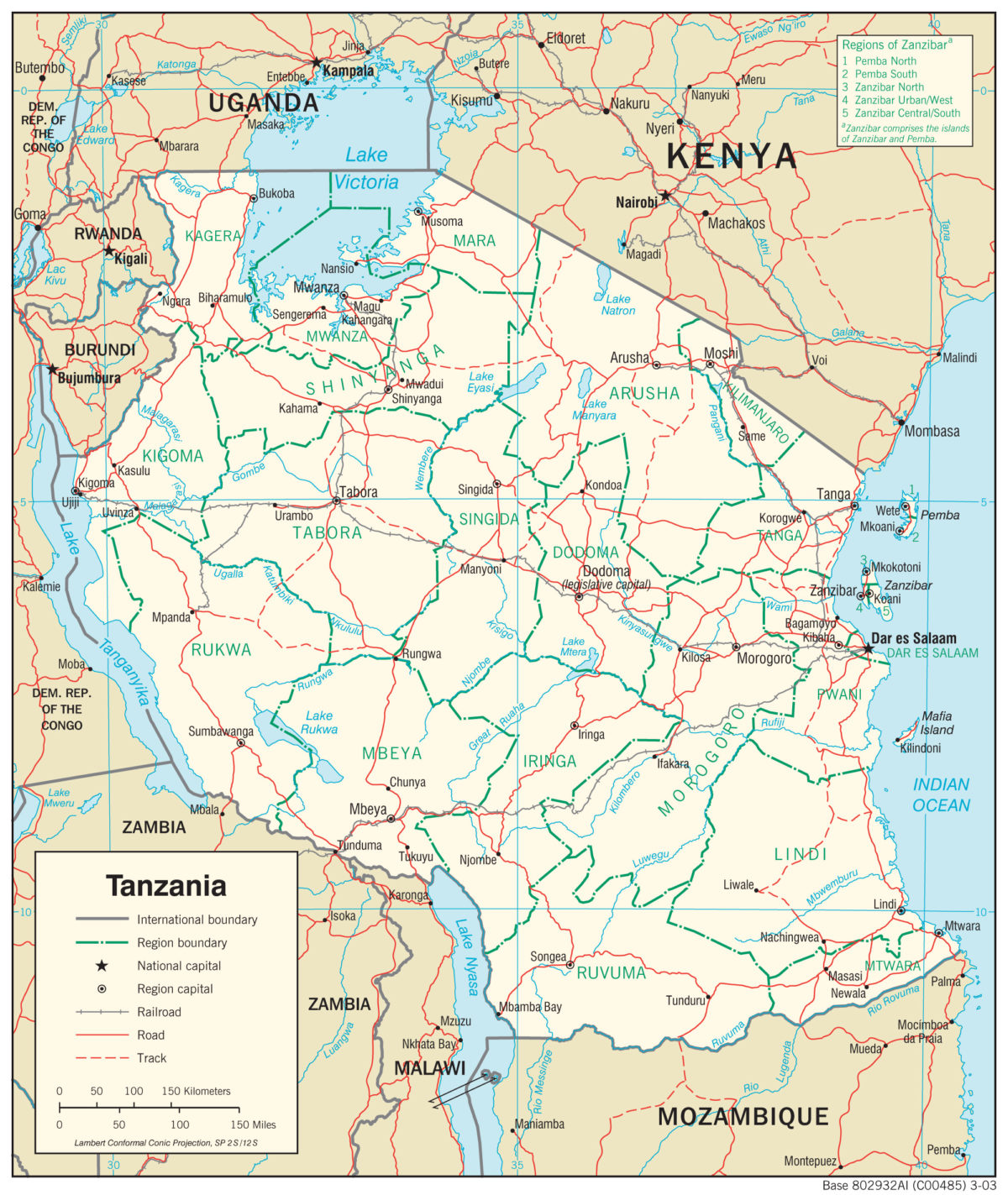 Transportation Map of Tanzania - country.report