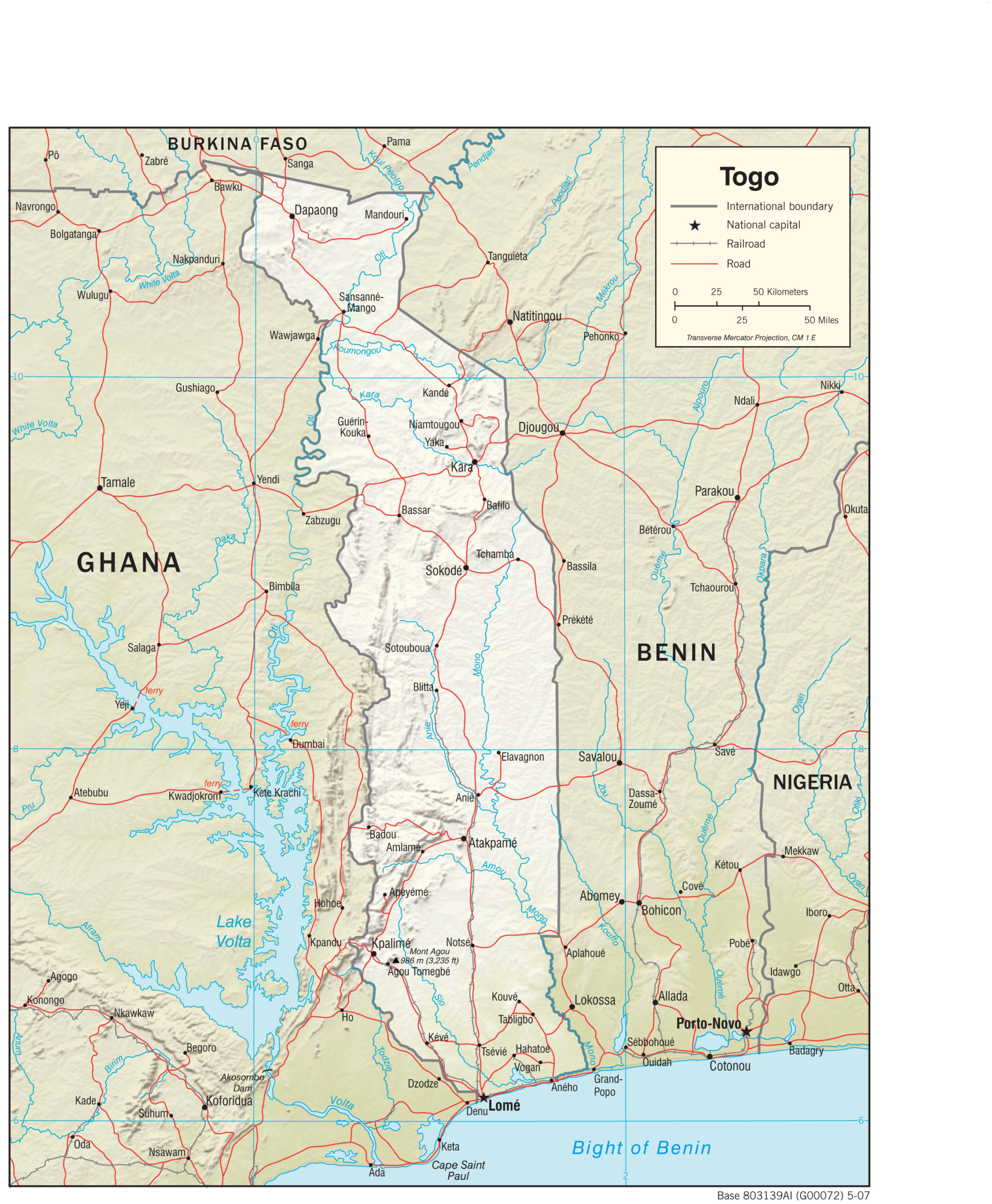Geographic Map of Togo - country.report