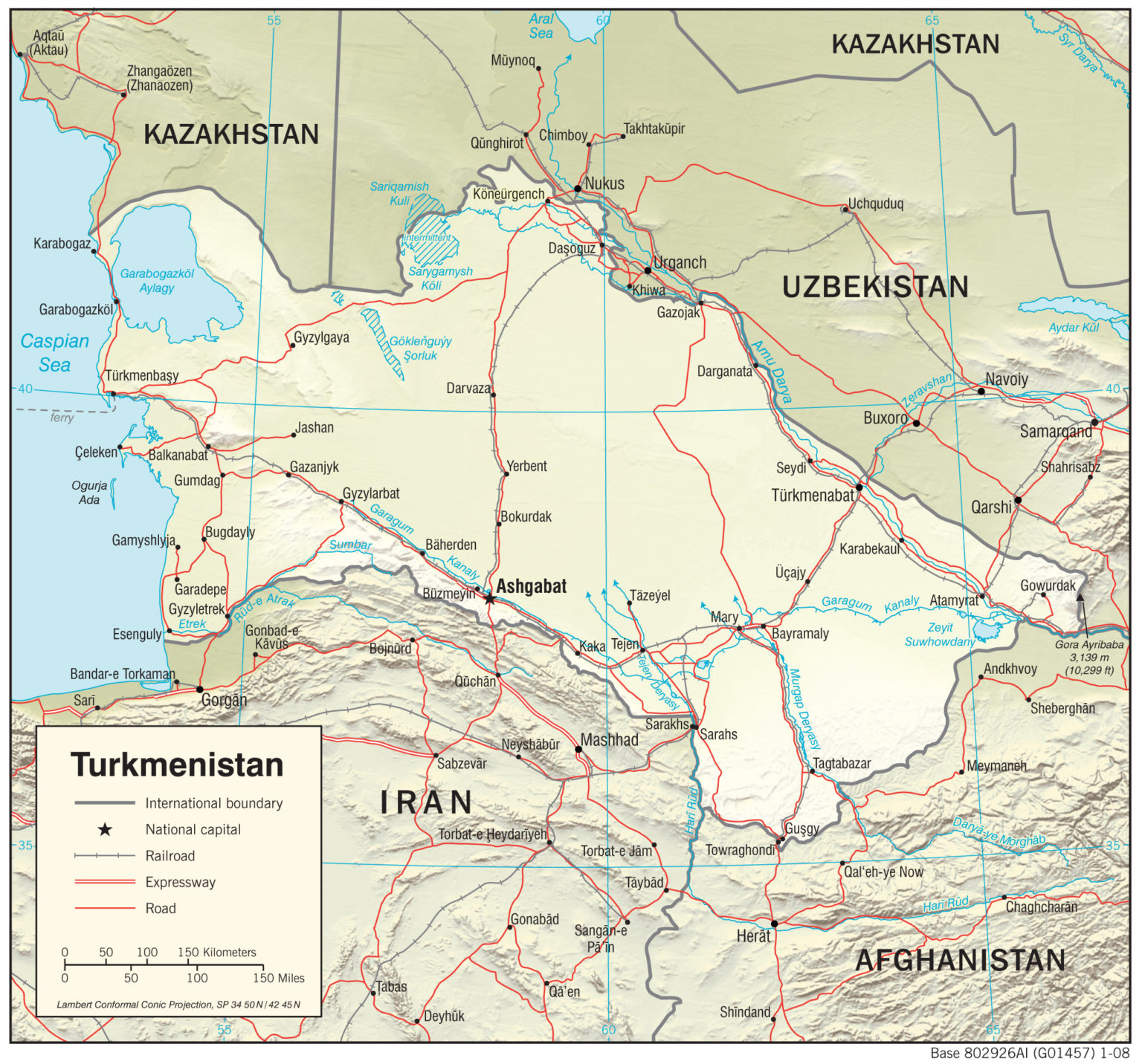 Geographic Map of Turkmenistan - country.report