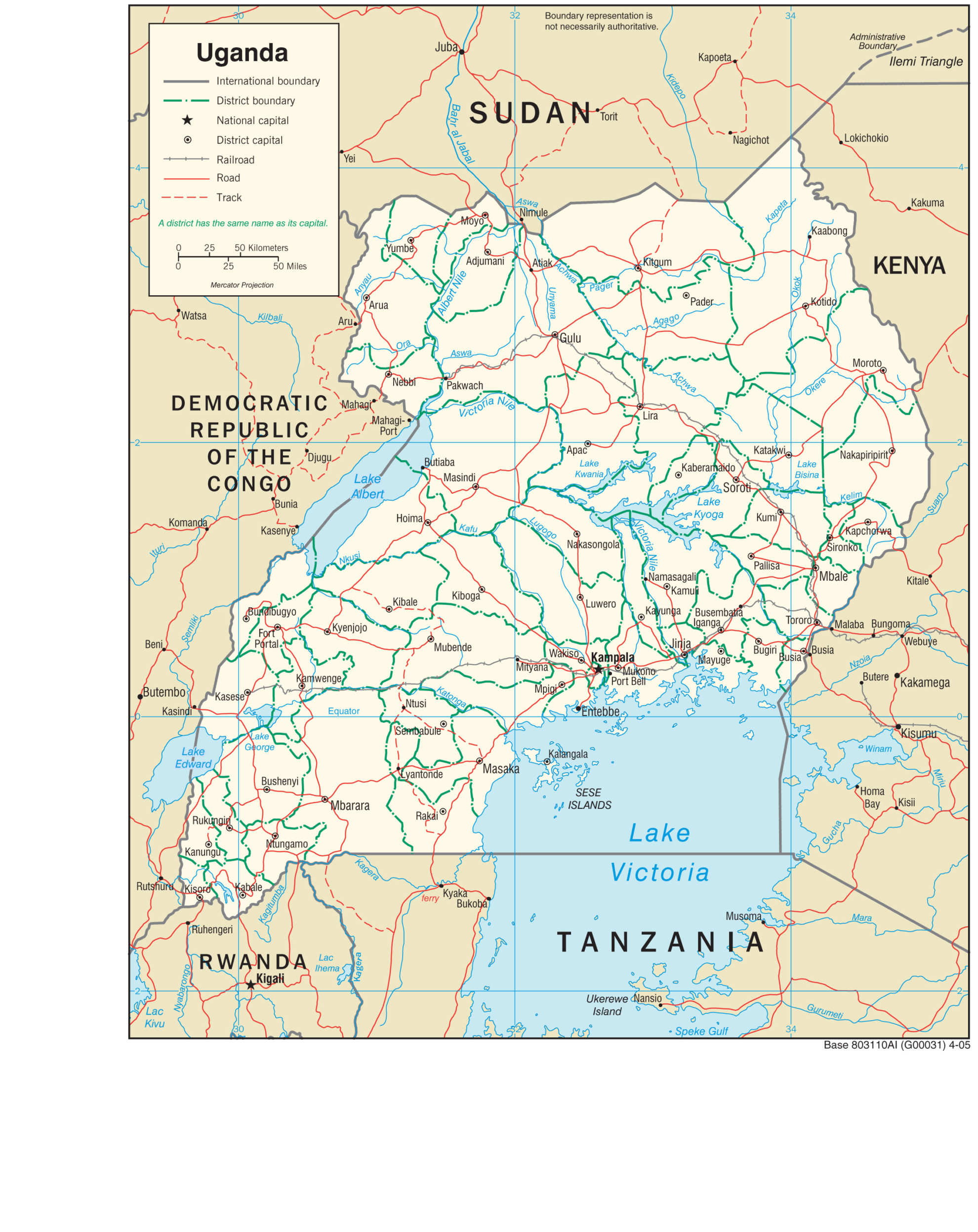 Transportation Map of Uganda - country.report